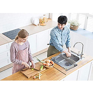 Ahyuan Roll up Dish Drying Rack Over The Sink Dish Drying Rack Roll-up Drying Rack Sink Drying Rack Dish Racks for Kitchen Counter Camper Accessories (Warm Gray, 13.8''Wx17.7''L)