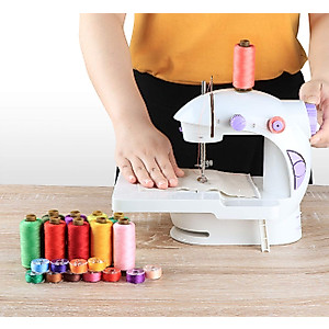 ilauke 50Pcs Bobbins Sewing Threads Kit, 400 Yards per Polyester Thread Spools, Prewound Bobbin with Case for Brother Singer Janome Machine, 25 Colors