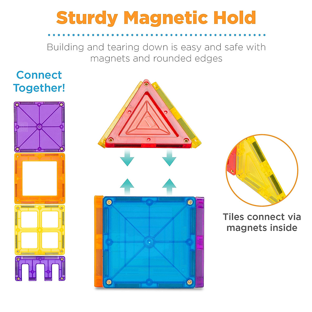 Best Choice Products 265-Piece Kids Colorful Magnetic Tiles Set 3D Construction Magnet Building Blocks Educational STEM Toy