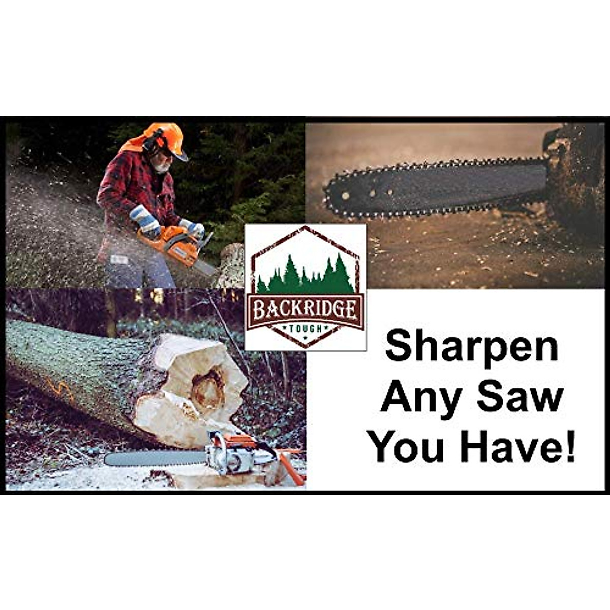 Chainsaw Sharpener File Kit – Flat, 5/32, 3/16, 7/32 Inch Round Files, Raker Tooth Depth Gauge, Blade Filing Guide, Wood Handle & Tool Pouch – used to Sharpen Chain Saw Teeth - 8 Piece Sharpening Set