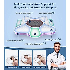 5X Pain Relief Cervical Pillow for Neck and Shoulder Support, Adjustable Memory Foam Pillows for Sweet Sleeping, Odorless Ergonomic Contour Orthopedic Bed for Side Back Stomach Sleeper