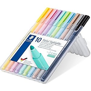 STAEDTLER 362 CSB10 Triplus Textsurfer Highlighter, 1-4mm Line Width - Assorted Pastel Colours (Pack of 10)