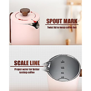 POLIVIAR French Press Coffee Maker, 34 Ounce Coffee Press with Real Wood Handle, Double Wall Insulation & Dual- Filter Screen, Food Grade Stainless Steel for Good Coffee and Tea JX2020-FPP