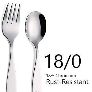 ANNOVA Kids Silverware Children's Safe Flatware Set Stainless Steel - Children Forks, Children Dinner Spoons, Toddler Utensils, Metal Cutlery Set for LunchBox (Engraved Dog Bunny) (Stainless Steel, 6)