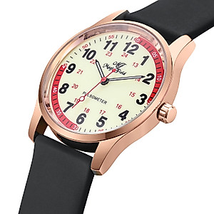 ManChDa Nurse Watch for Nurse Medical Watch Nurse Watch for Women Silicone Watch Nurse Watch Second Hand Easy to Read Watch Military Time Watch Waterproof Luminous Watch 24 Hours Watch Black