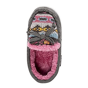 MUK LUKS Patterned Moccasins, Dark Grey Heather, X-Small Unisex Little_Kid