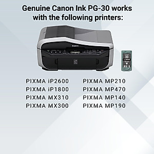 Canon PG-30 Compatible to iP1800,iP2600,MP140,MP190/MP210,MP470,MX310/MX300 Printers