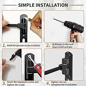 Motorcycle Helmet Rack, Helmet Holder Wall Mount 180° Rotation Hanger with 2 Hook for Coats, Caps, Motorcycle Accessories (Black, 2 PCS)