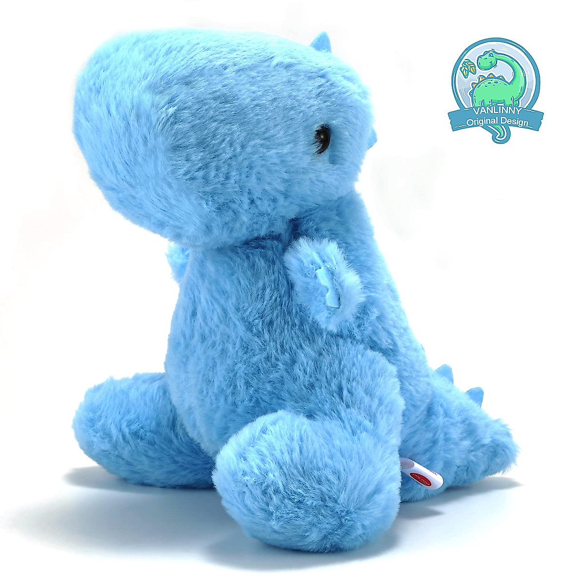 VANLINNY NEW Blue Dinosaur Stuffed Animal, Valentines Day Gifts for Kids Boys Girls, Dinosaur Party Favors, 9" Cute Soft Dinosaur Plush Toy for Baby Shower, Xmas Birthday Gifts for 3 4 5 6 7