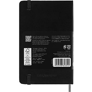 Moleskine Smart Notebook, Pocket, Ruled, Black, Hard Cover (3.5 x 5.5)
