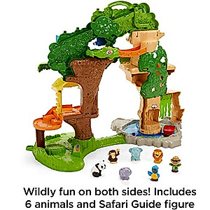 Fisher-Price Little People Toddler Playset Share & Care Safari 2-Ft Tall Toy with Lights Sounds & 7 Figures for Ages 1+ years