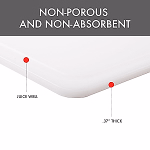 Dexas NSF Polysafe Pastry/Cutting Board with Well, 15 by 20 inches, White