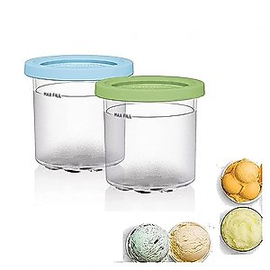2/4/6PCS Creami Deluxe Pints , for Ninja Creami Pints And Lids ,16 OZ Ice Cream Containers With Lids Dishwasher Safe,Leak Proof Compatible NC301 NC300 NC299AMZ Series Ice Cream Maker ,Blue+Green-2PCS