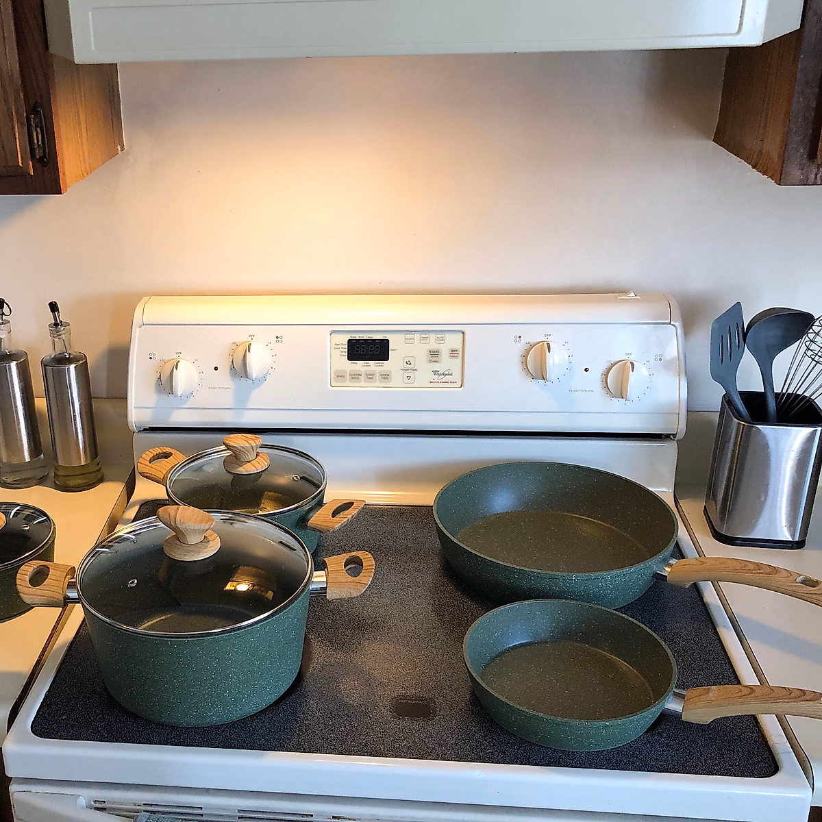 MAISON ARTS Kitchen Cookware Sets Nonstick, 12 Piece Pots and Pans Set Granite Cooking Set for Induction & Dishwasher Safe, Oven, Stovetop, Green