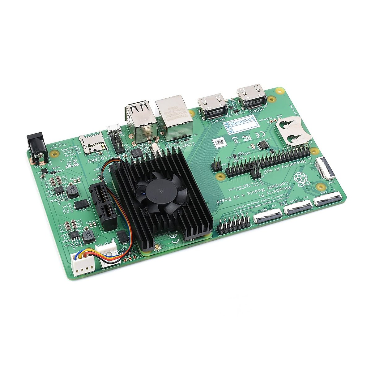 waveshare Cooling Fan for Raspberry Pi Compute Module 4 CM4, All-in-one Heatsink, PWM Speed Adjustable, 8000±10% RPM, Low Noise, with Thermal Tapes