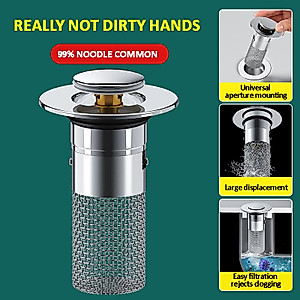 Yzikema 2Pcs Universal Bathroom Sink Stopper Replacement for 1.06-1.35 Inch, Pop Up Sink Drain Filter,with Removable Stainless Bathtub Stopper for US Bathroom Kitchen