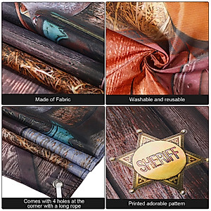Oudain 7 x 5 ft Western Cowboy Backdrop Large Western Party Background Polyester Wild West House Barn Photo Banner for Kids Boy Western Cowboy Theme Birthday Party Photo Prop Booth Supplies Decor