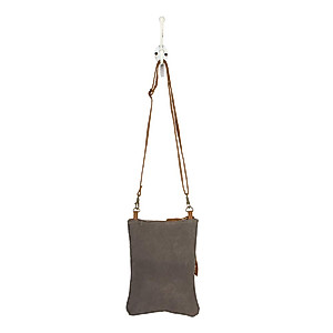 Myra Bag Freedom Forever Upcycled Canvas & Cowhide Leather Small Crossbody Bag S-1258 , Brown , One Size