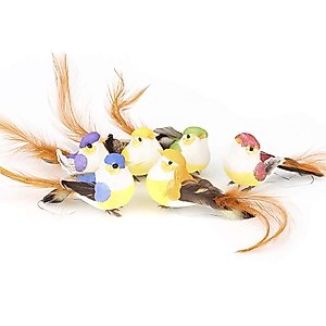 Oumefar 12Pcs Beautiful Simulated Birds Ornament,Lovely Artificial Simulation Foam Bird for Statues Tree Lawn Home Garden Decoration