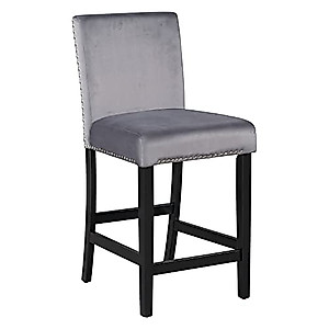 Dining Table Set of 5, Kitchen Chairs Table Set with 1 Faux Marble Dining Rectangular Table & 4 Velvet Upholstered-Seat Dining Chairs, Counter Height Chairs Table Set for Dinette Living Room, Gray