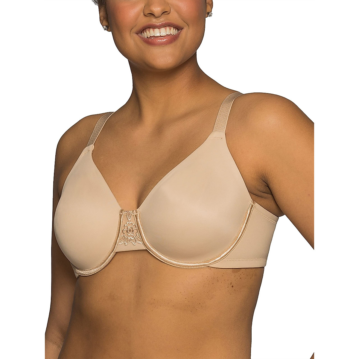 Vanity Fair Women's Beauty Back Smoothing Bra, Minimizes Bust Line up to 1.5", Non Padded Cups up to H, Damask Neutral, 36DDD