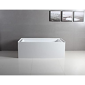 Kingston Brass Aqua Eden VTAP603622L 60-Inch Acrylic Alcove Tub with Left Hand Drain, White