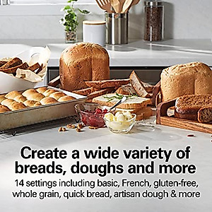 Hamilton Beach Digital Electric Bread Maker Machine Artisan and Gluten-Free, 2 lbs Capacity, 14 Settings, Black and Stainless Steel (29985)