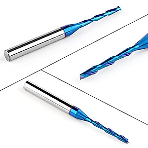 EANOSIC Upcut Spiral Router Bit 1/4 inch Shank, 1/8 inch Cutting Diameter, Extra Long 3 inch Solid Carbide with Nano Blue Coating CNC Router Bits End Mill for Wood Cut, Carving