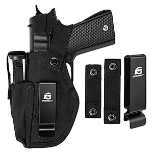 Gokbuy Gun Holster with Magazine Pocket for Pistols 9mm 380 45ACP Glock 17 19 26 27 42 43, IWB/OWB Compact Subcompact Hand Gun Holder Fits S&W M&P SIG, Black