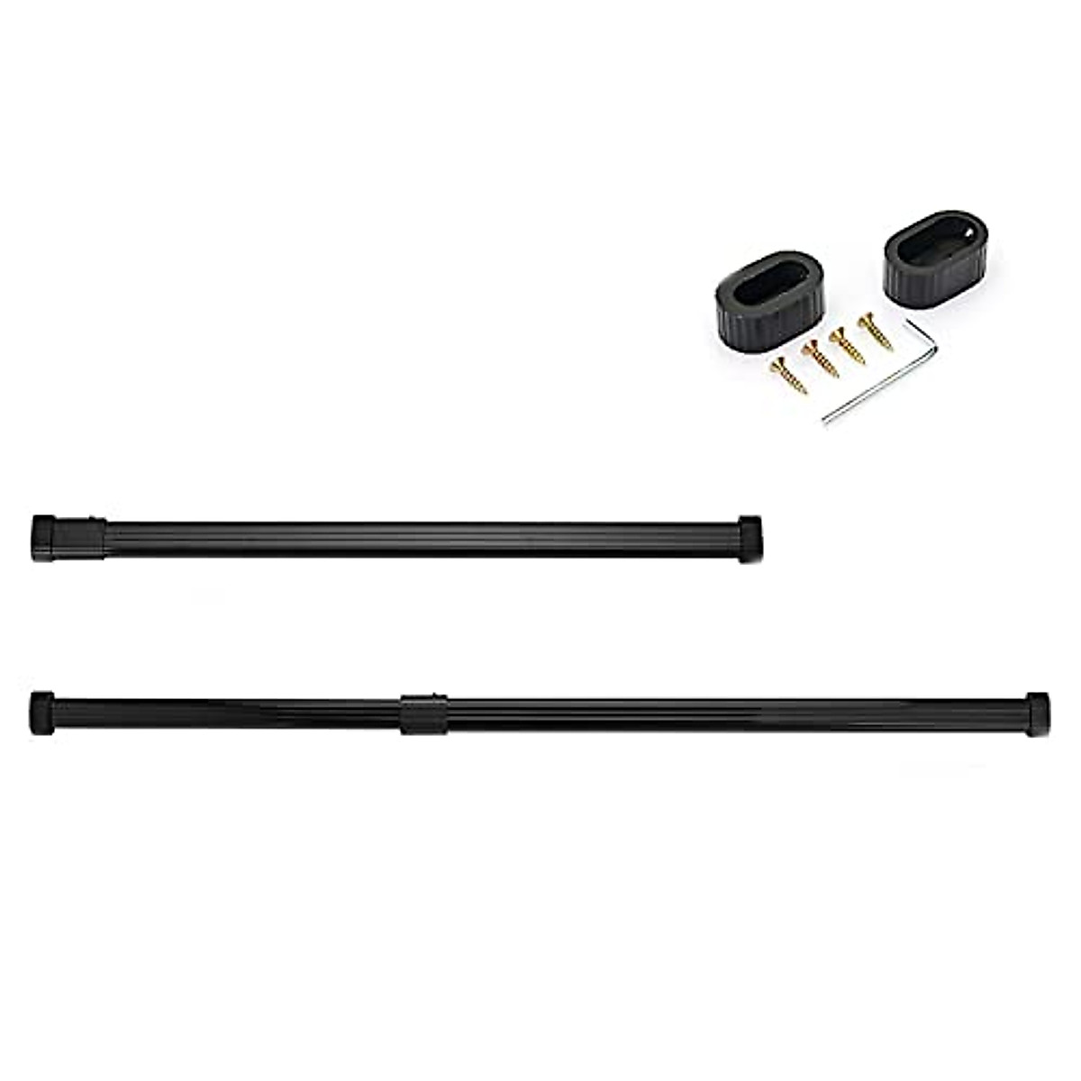 Autuwintor Adjustable Closet Rod Black Closet Rods for Hanging Clothes Heavy Duty with End Supports Aluminum Alloy Oval Shape 16-24 Inches Quantity-1pcs