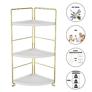 3-Tier Kitchen Spice Rack , Standing Rack,Triangle Bathroom Countertop Storage Shelf ,Cosmetic Organizer Holder , Stackable Cabinet Organizer , Kitchen Counter Shelf , Corner Spice Rack ,Golden
