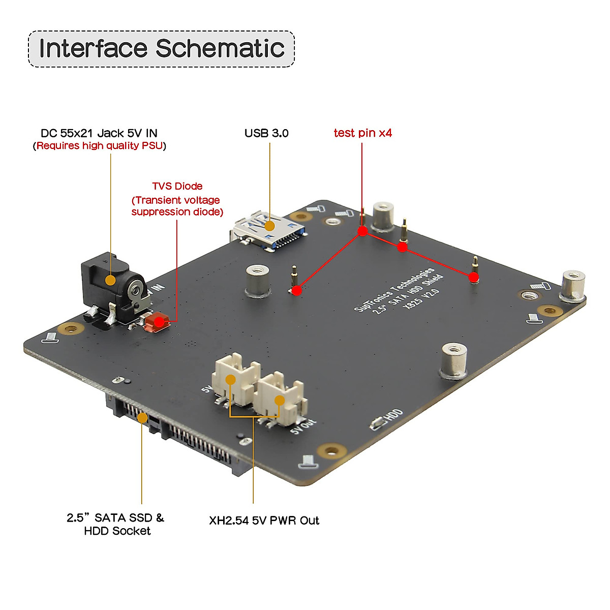 Geekworm for Raspberry Pi 4 SATA Storage, X825 V2.0 2.5 inch SATA HDD/SSD Expansion Board UASP Supported Compatible with Raspberry Pi 4 Model B 1GB/2GB/4GB/8GB Only(Not Include Raspberry Pi)