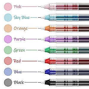 Ohuhu 30 Packs Rollerball Pens: 8 Colors 0.5 mm Ultra Fine Point Pens Quick Drying Smooth Writing Liquid Ink Rolling Ball Pen for Writing Journaling Taking Notes Coloring Book School Office