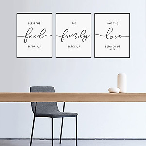 Bless The Food Before Us Kitchen Wall Art Dining Room Decor Kitchen Signs Bible Verse Kitchen Decor Wall Artwork Gift New Home Decor Set Of 3 Unframed (11X14 INCH)