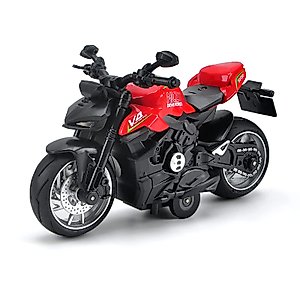 Ming You Motorcycle Toy - Motorcycle Toys for Kids 3-5 5-8,Mini Toy Motorcycles with Lights and Sounds for 3 + Years Old Boys and Girls (Red)