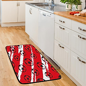 KOBLEN Red Football Kitchen Rugs Non Slip Washable Absorbent Kitchen Mats 20x39 inch Cushioned Anti Fatigue Kitchen Floor Mats for in Front of Sink