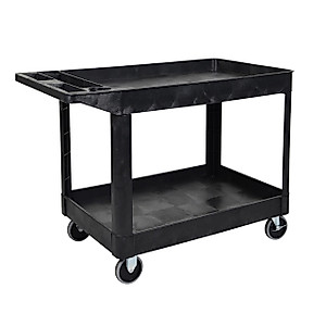Stand Steady Original Tubstr Extra Large Utility Cart - Heavy Duty Tub Cart Holds up to 500 Pounds - 2 Shelf, Huge Rolling Cart - Great for Warehouse, Garage and More (45.5 x 24.5 / Black)
