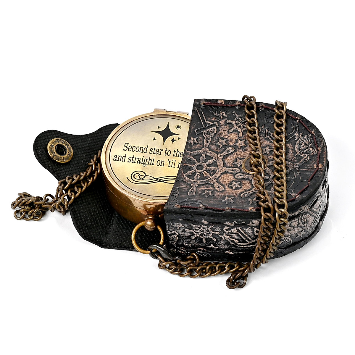 The New Antique Store - Engraved Compass, Customized Brass Compass for Anniversary, Birthday, Graduation Day, Confirmation, Valentine, Parting, Sailor Gift (Peter Pan)