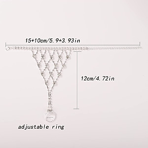 YERTTER Dainty Silver Rhinestone Wedding Brides Hand Accessories Slave Link with Ring Bracelet Sparkly Bracelet with Ring Hareness Hand Chain Party for Women Girls (Style 1)