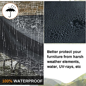 Preboun Rectangular Patio Table Cover with Umbrella Hole and Umbrella Cover Heavy Duty Patio Furniture Cover Outdoor Waterproof Patio Table Umbrella Cover, 84" L x 44" W x 24" H, Black (1 Set)