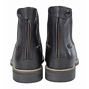 Huntley Equestrian Ladies Paddock Boot Premium European Leather With Classic Italian Burnish Finish YKK Zipper, Black, 10