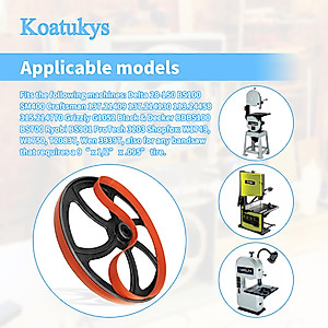 9 inch x 1/2 inch x .095 inch Band Saw Tires Replacement for Delta 28-150 BS100 SM400, Craftsman 137.214130 137.21409, Black & Decker BDBS100 BS700, Grizzly G1052, ProTech 3203, Ryobi BS901 (2/Pack)