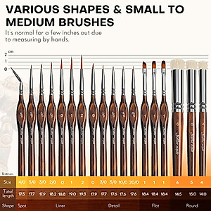 Golden Maple Miniature Paint Brushes Drybrush-18PCS Micro Detail Paint Brush Set, Small Fine Detail Model Brushes for Acrylics, Watercolors & Paint by Number, Citadel, Figurine, 40k - Cocoa Brown