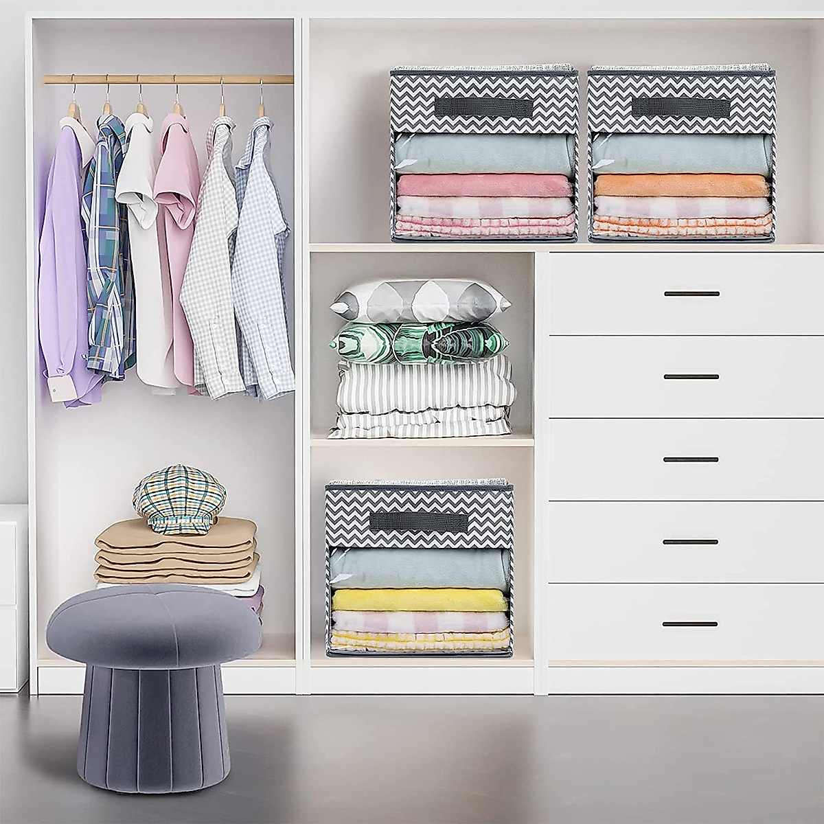 DIMJ Storage Cubes, 12.2 Inch Cube Storage Bins with Front Window, Fabric Baskets for Shelves, Foldable Cube Storage Organizer Bins, Closet Organizers and Storage for Home, Office, 3 Packs