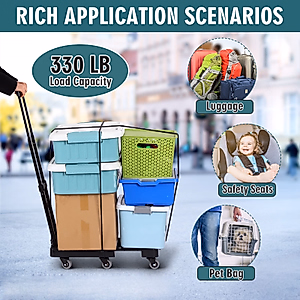 Jogtlyer Folding Hand Truck Lightweight,Foldable Dolly Cart for Moving with 6 Rotate Wheels,300 lbs Heavy Duty Luggage cart,Portable Platform Cart for Travel Shopping Airport Office Use