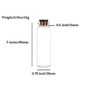 JZMYXA Potion Bottles Mini Glass Bottles Jars Wishing Bottles, 20 ML Capacity, 12 Pieces Per Box