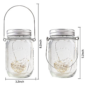 YKB Solar Mason Jar Lid Lights, 6 Pack Hanging Solar Lights Outdoor, 30 LEDs String Fairy Lights Led Table Lanterns, Decor for Garden Yard Patio Lawn Christmas (Hangers and Jars Included)