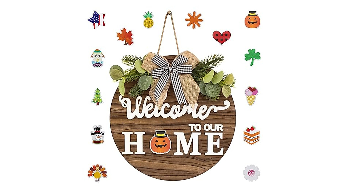 Seasonal Welcome Sign with Interchangeable Icons