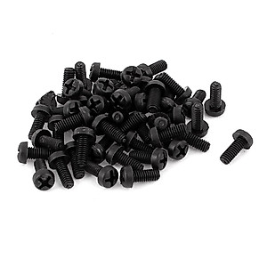 uxcell M2.5 x 6mm Nylon Phillips Cross Pan Head Machine Screws Black 50 PCS