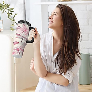 FRCSDIY Beautiful Dragonfly Insulated Tumbler with Handle and Straw Lid,40oz Leakproof Stainless Steel Cup BPA-Free Water Bottle